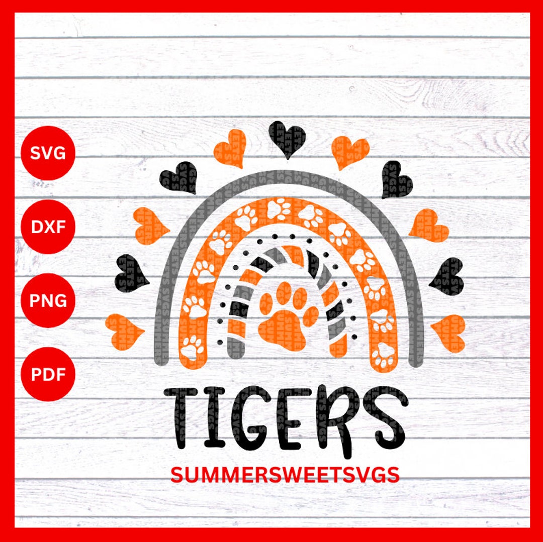 Tiger Svg, Cheer Svg, Rainbow Svg, Paw Print Svg,png, Dxf, File for ...