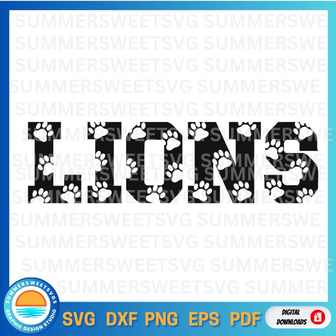 Lions Svg Dxf Png Eps Cheer Design Paw Prints Svg Printable Cheer Mom ...