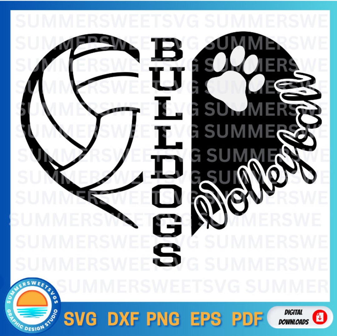 Bulldogs Svg, Bulldog Png, Volleyball Cut File, Bulldog Volleyball Mom ...