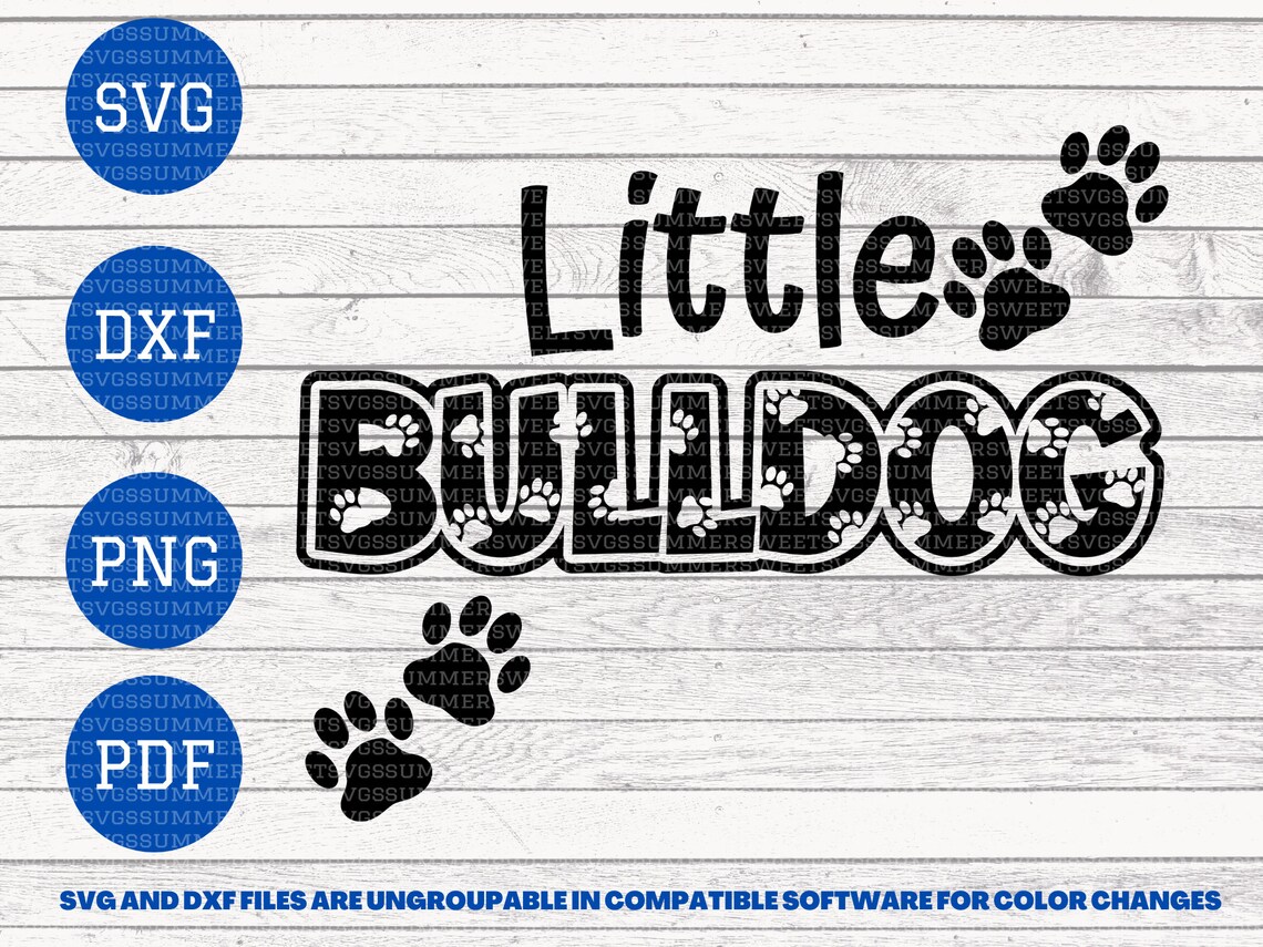 Bulldog SVG Paw Print SVG Little Bulldog Elementary School - Etsy