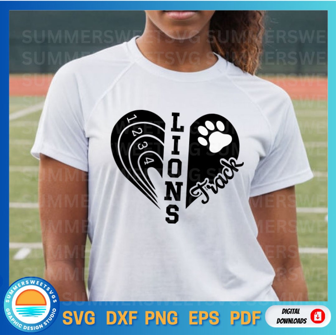 Lions Svg, Lions Png, Lion Track Svg, Track and Field Svg, Team Spirit ...