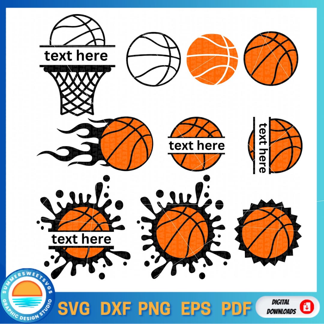 Basketball Svg Bundle,set of 10 Graphics -basketball, Png, Eps, Dxf ...
