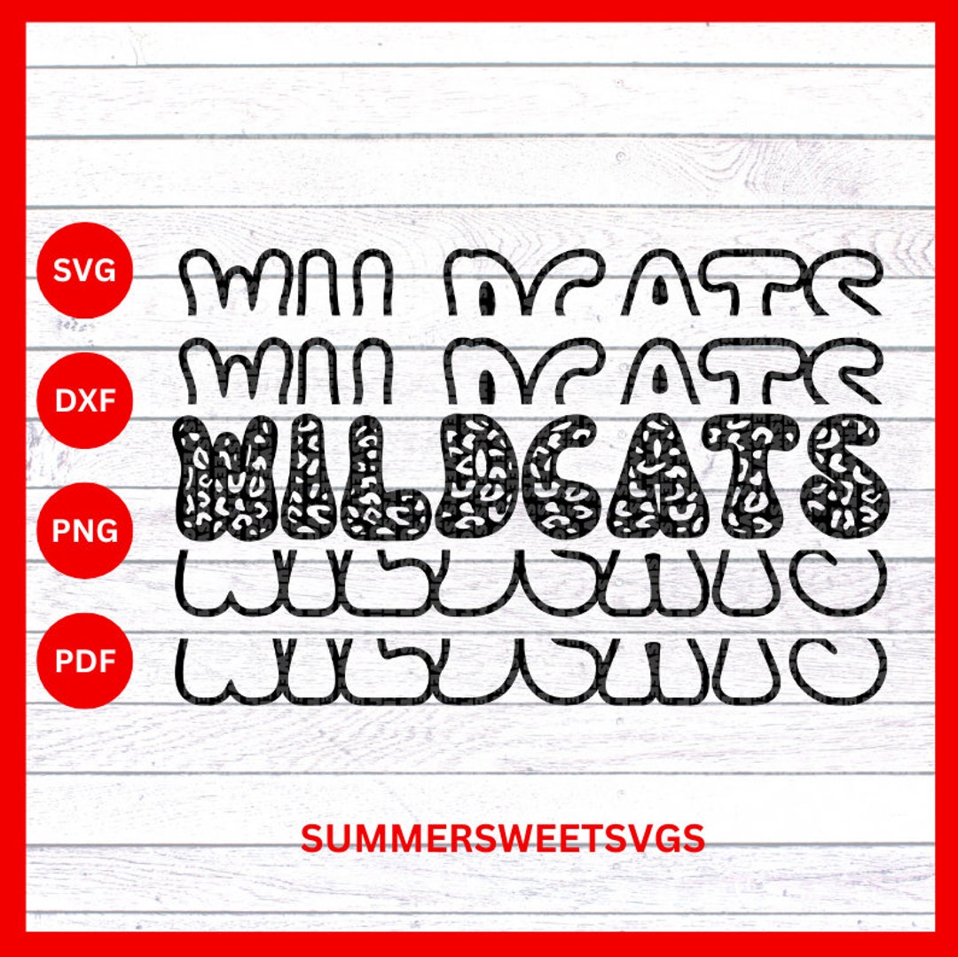 Wildcat SVG, Cheer Svg, Stacked Svg, Retro Design, Leopard Print Cut ...