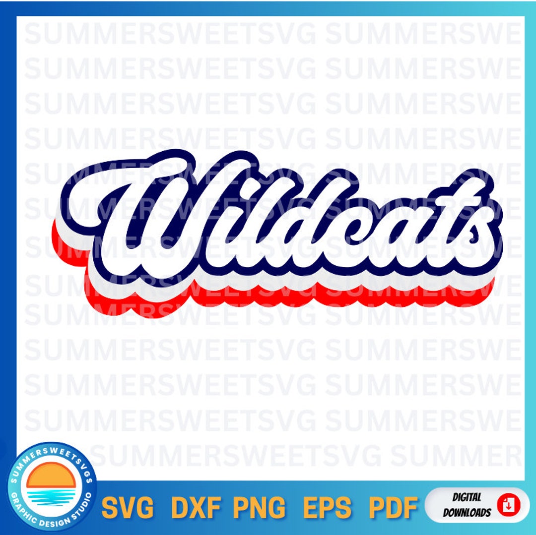 Wildcat SVG, Retro Font Svg, Team Spirit Design, Cheer Svg, School ...