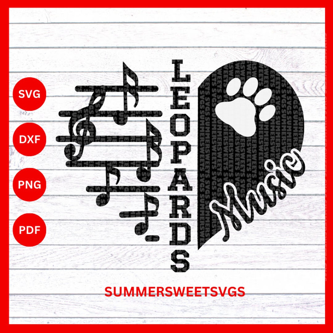 Leopards Svg, Music, Music Teacher Svg, Music Heart Design, Team Spirit ...