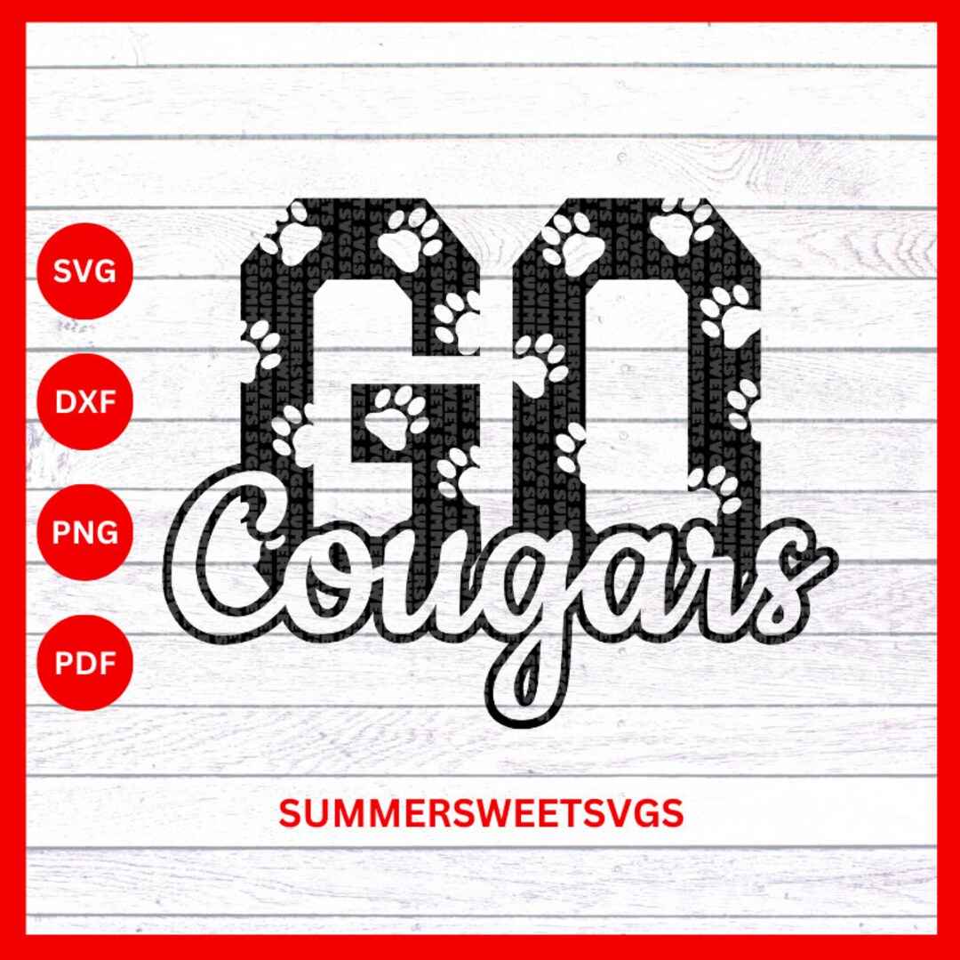 Go Cougars Svg Cutting File,school Spirit Svg, Sublimation Png File ...