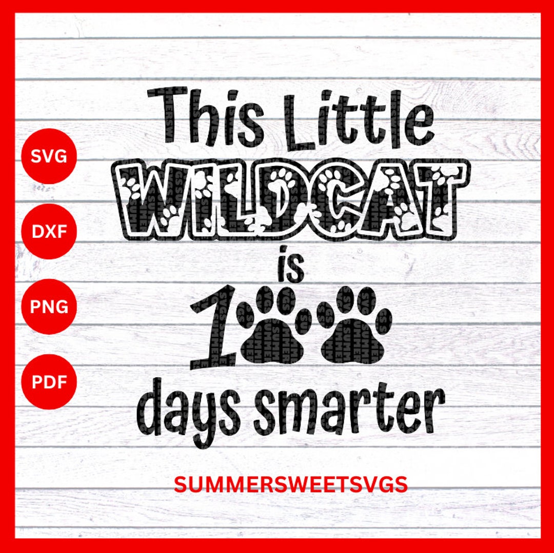 Wildcat SVG, 100 Days SVG, Little Wildcat, Paw Print Svg, Elementary ...