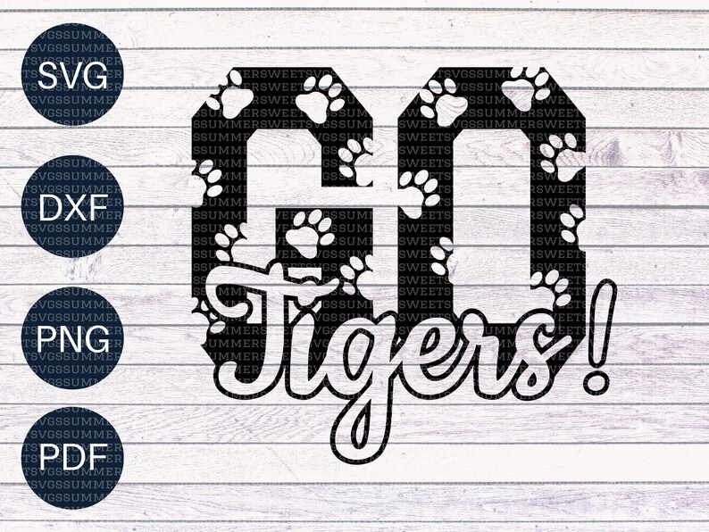 Go Tigers With Paw Print Digital Cut File - Etsy