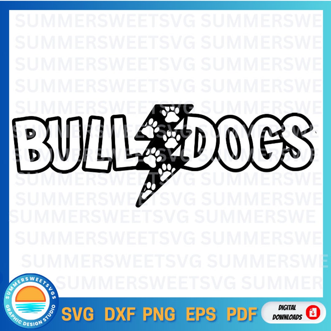 Bulldogs SVG, Bulldogs Lightning Bolt SVG, Paw Print,team Spirit Svg ...