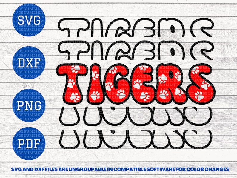 Tiger SVG Tigers Retro Svg Stacked Svg Retro Designpaw - Etsy