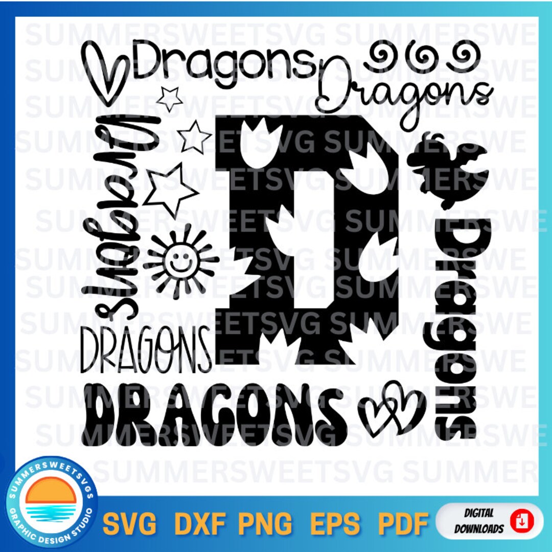 Dragons Typography Svg, Dragons Svg, Dragons Cheer Svg, Team Spirit Svg ...