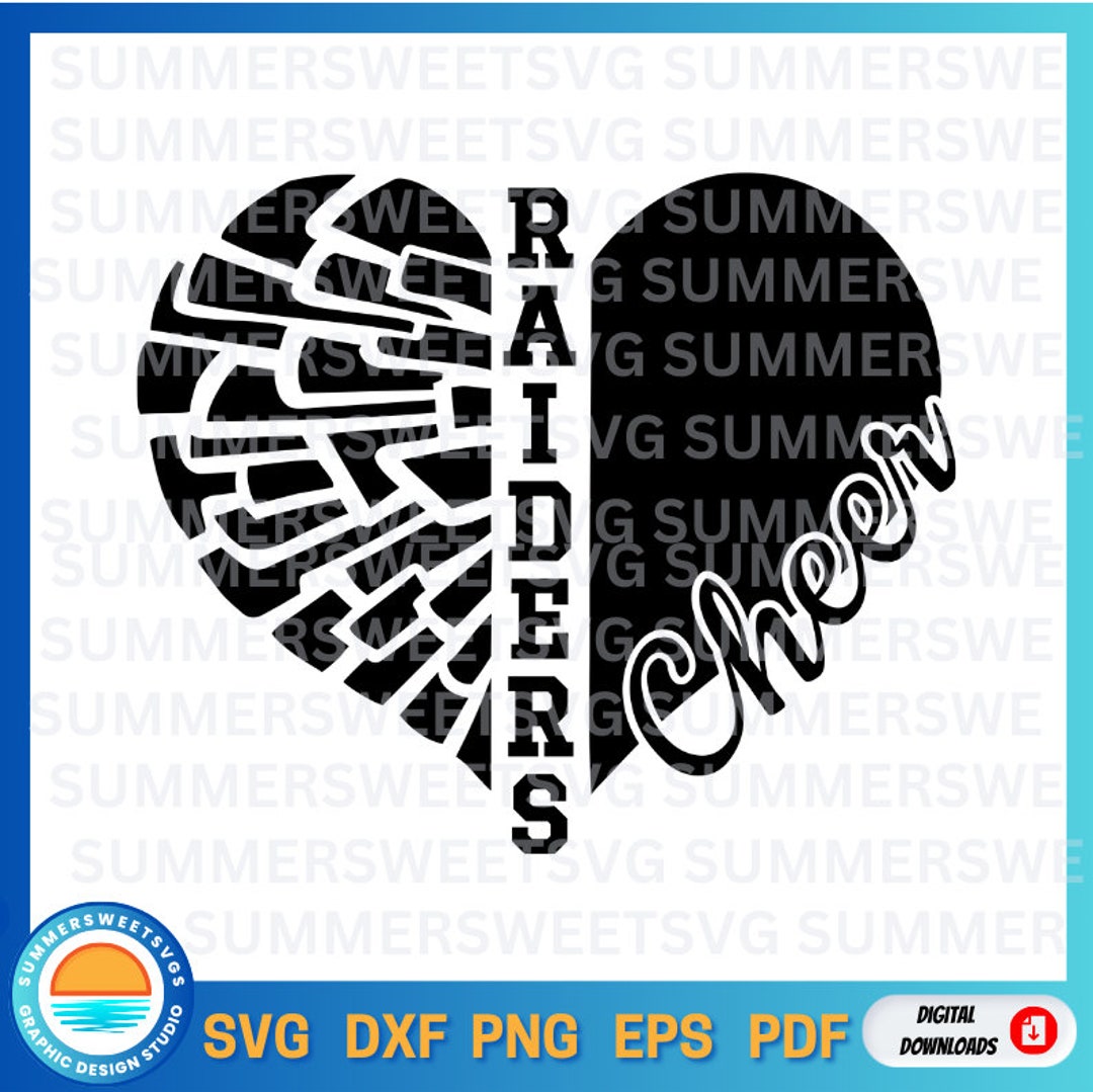 Cheer Heart Svg Pom Pom Svg Cheerleader Raiders Cricut Cut File ...