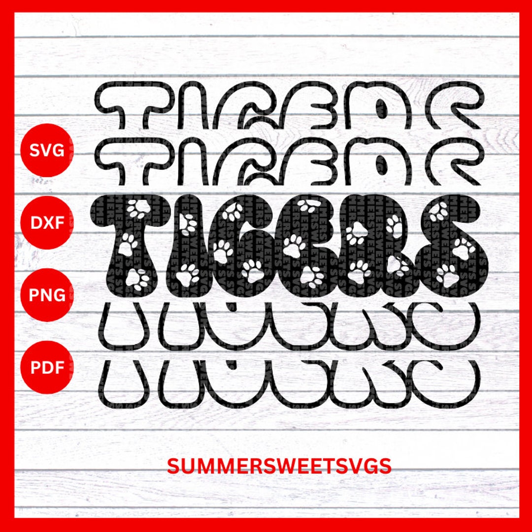 Tiger SVG Tigers Retro Svg Stacked Svg Retro Designpaw - Etsy