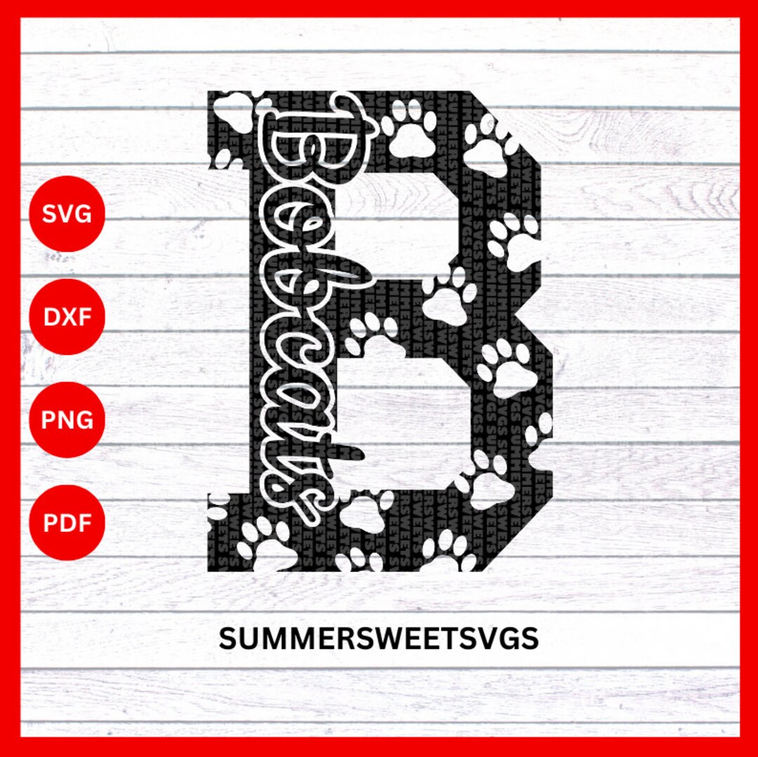 Bobcats Svg Dxf Png Paw Prints Sublimation Printable Design Bobcat ...