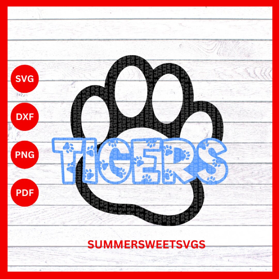 Tiger SVG, Paw Print SVG, Little Tiger, Elementary School Monogram Svg ...