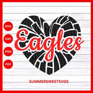 Eagles Svg, Cheer Pom Pom SVG, Eagle Cheer Svg, Cheerleader Svg, Team ...