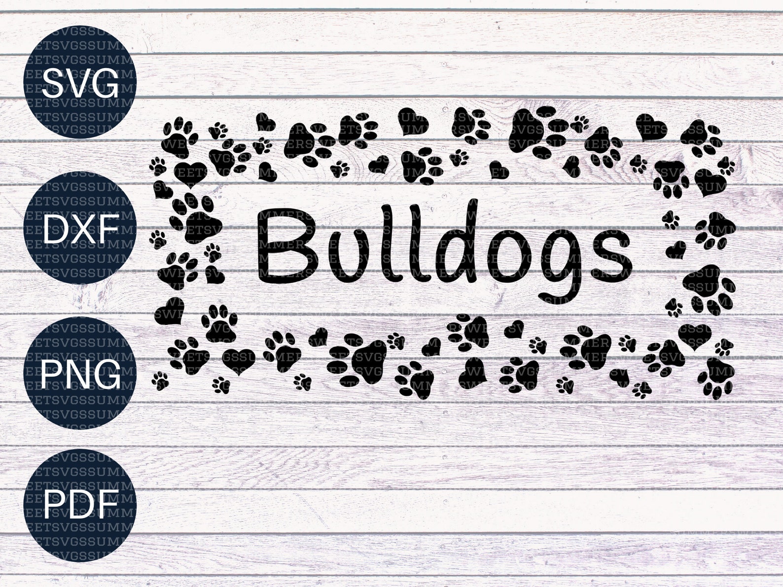 Bulldog SVG Paw Print Svg Cute Paw Print Design Svg Cheer | Etsy