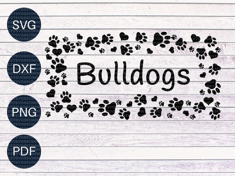 Bulldog SVG Paw Print Svg Cute Paw Print Design Svg Cheer | Etsy