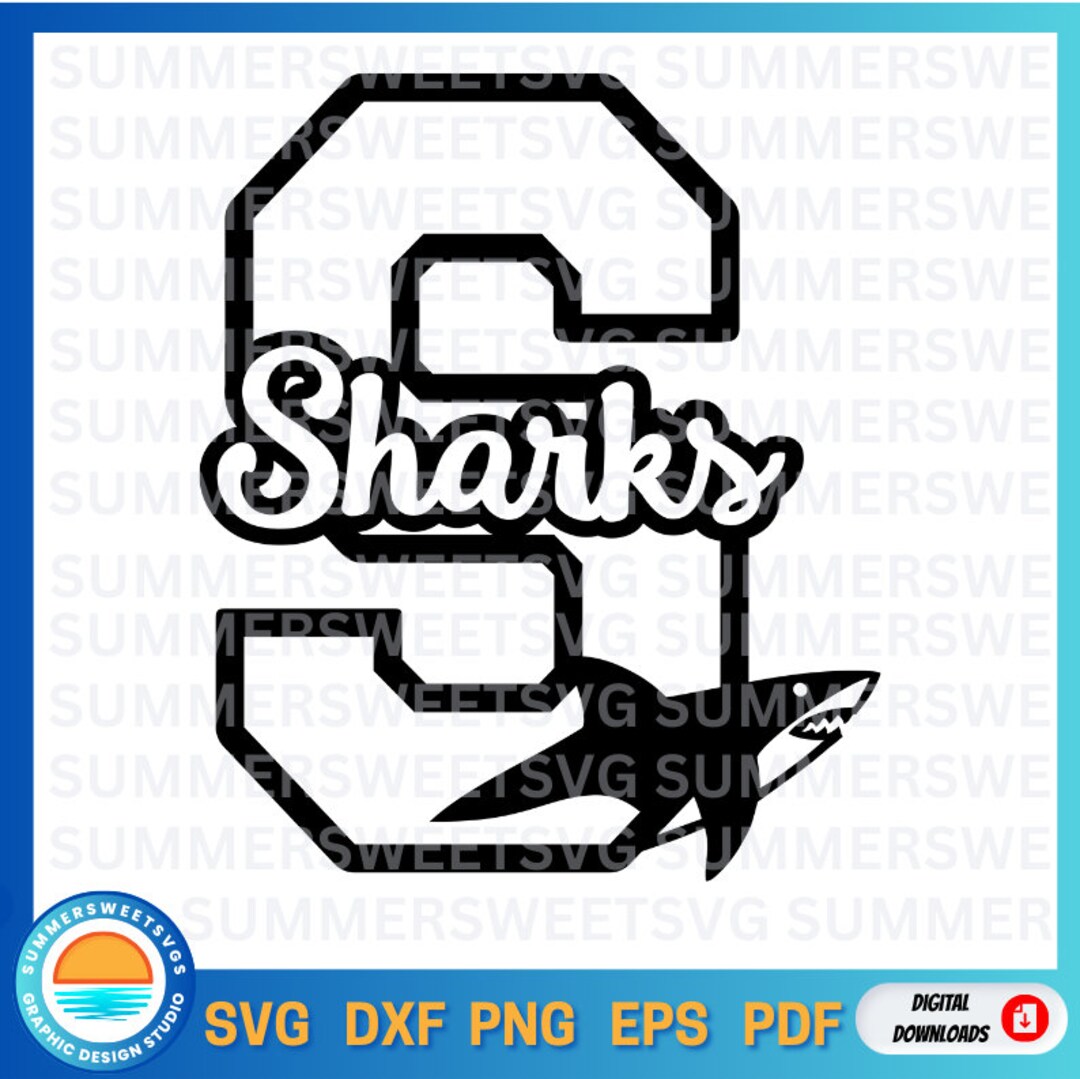 Sharks Svg File, Shark Fin Svg, Mascot Svg, School Spirit Cut File ...
