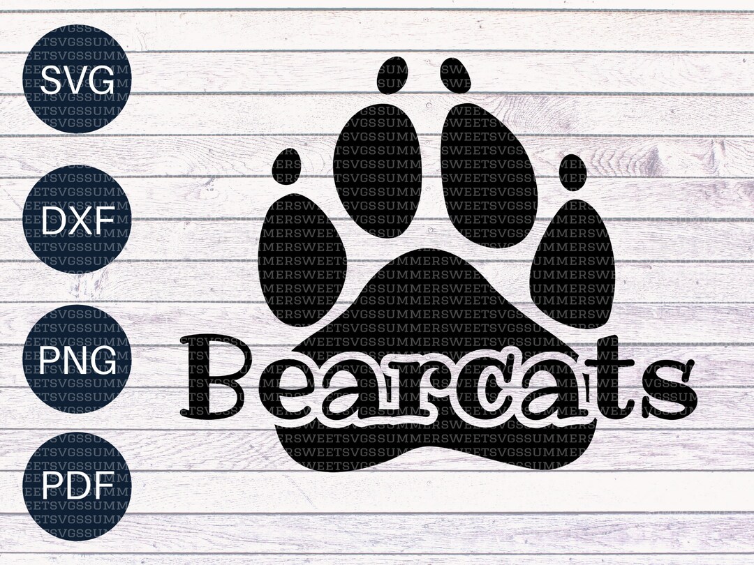Bearcats SVG Paw Design Cricut Cut Files Cutter File - Etsy