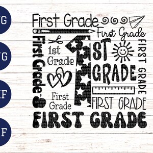 First Grade Svg, First Grade Typography Svg, Back to School Svg, School ...