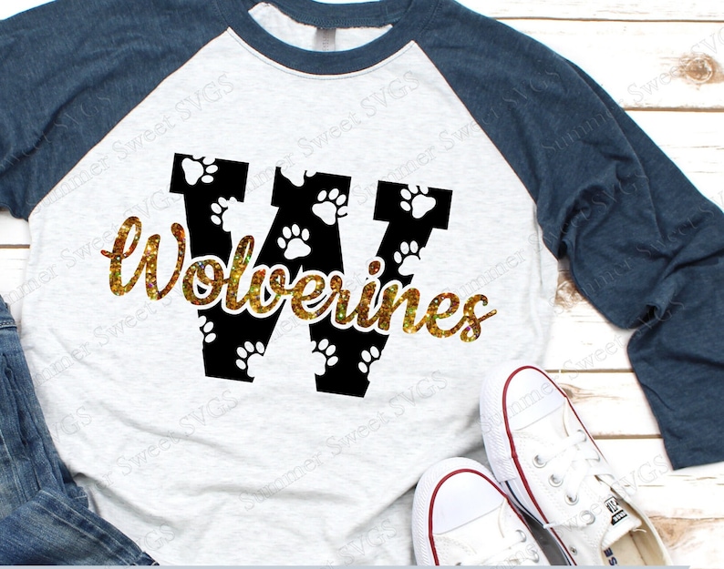 Wolverine SVG Paw Print Svg Eps Dxf Png Cheer Team Spirit Wolverines ...