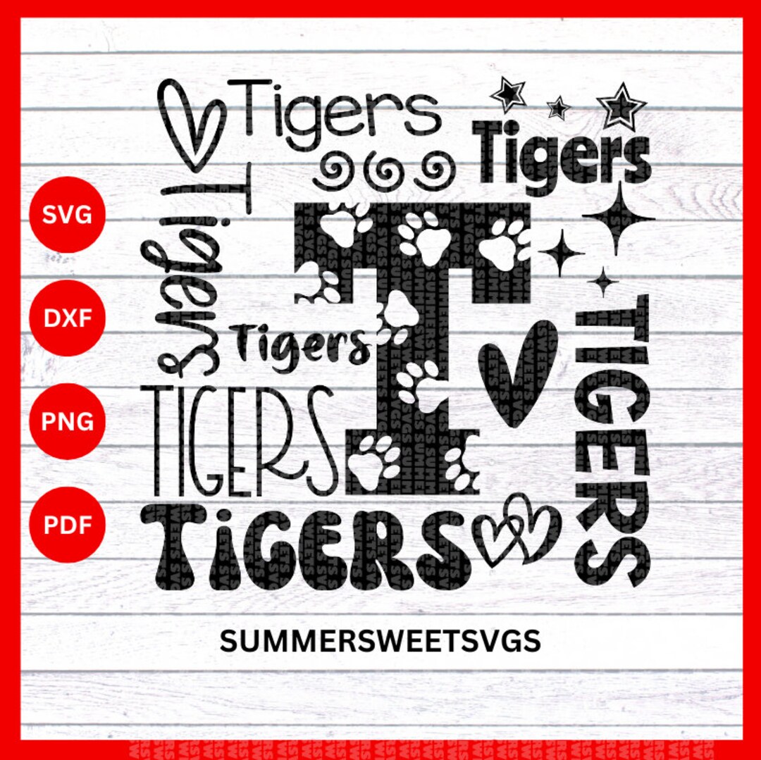Tigers Typography Svg, Tigers Svg, Tigers Cheer Svg, Team Spirit Svg ...