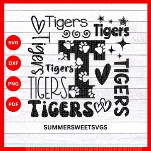 Tigers Typography Svg, Tigers Svg, Tigers Cheer Svg, Team Spirit Svg ...