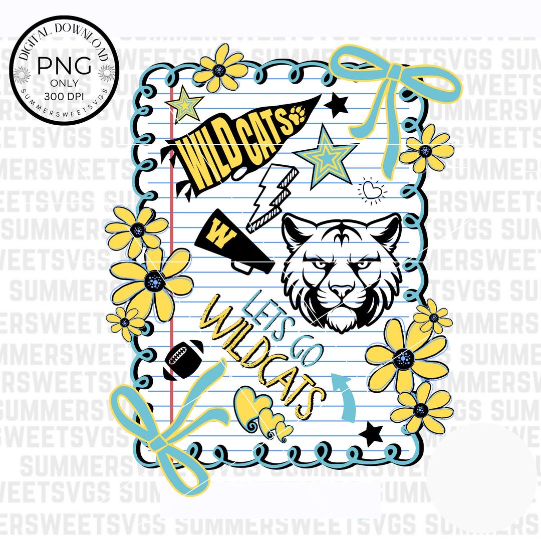 Wildcat School Spirit Png,wildcat Png, Wildcat Doodle Png,preppy Colors ...