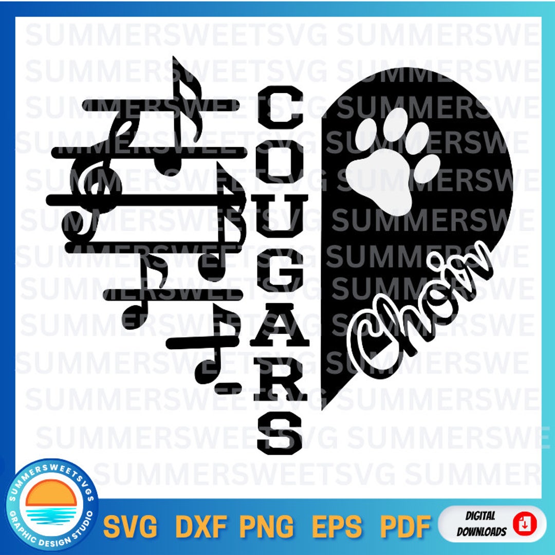 Choir SVG, Orchestra Svg, Music Heart Design, Cougar Paw Print Team ...