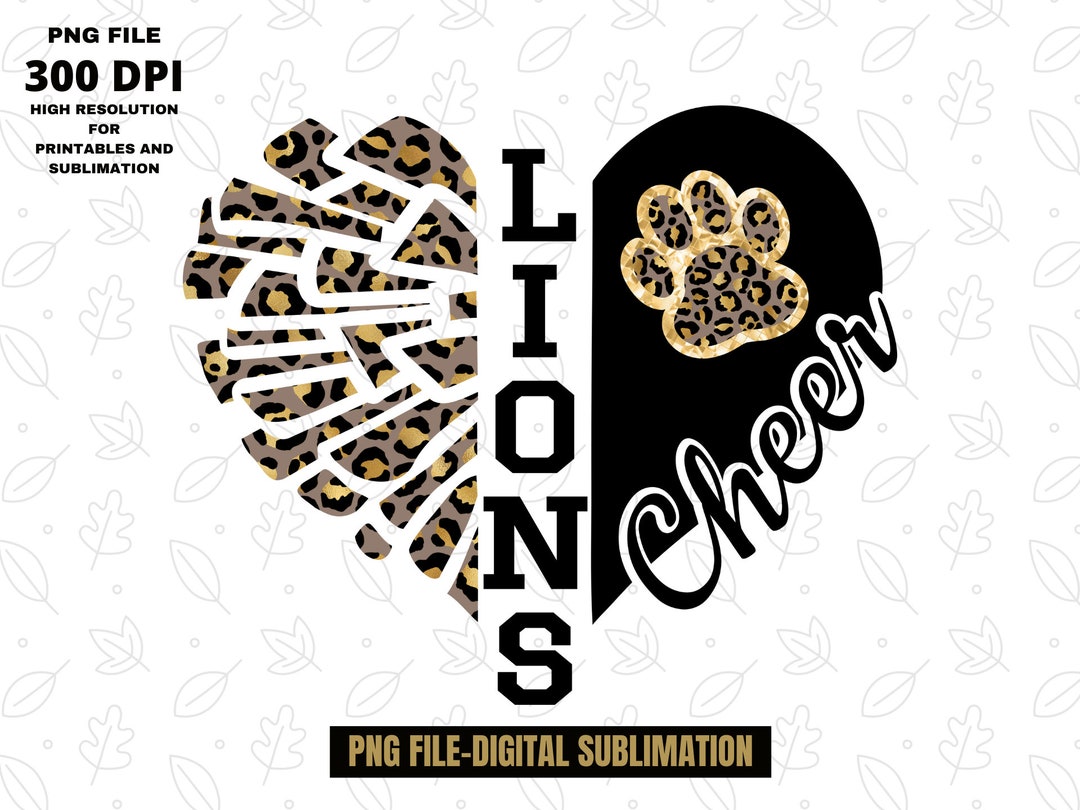 Lions Png Cheer Heart Png Leopard Print Png Cheerleader - Etsy
