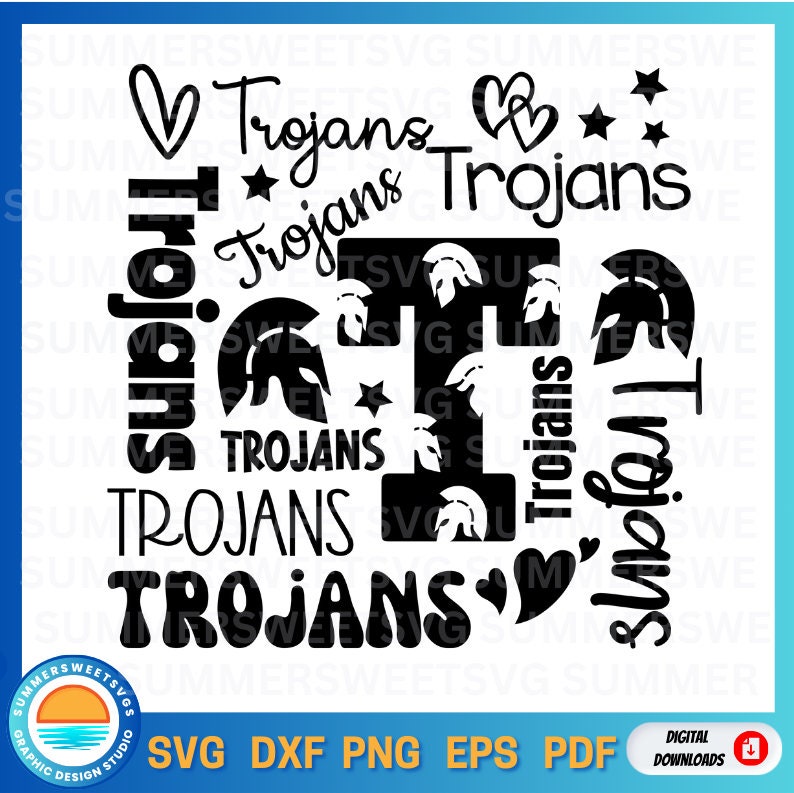 Trojans Typography Svg, Trojans Svg, Trojans Cheer Svg, Team Spirit Svg ...