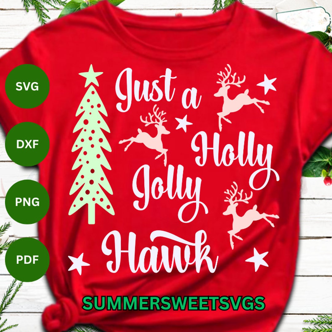 Hawks SVG, Holly Jolly Hawk, Christmas Mascot Svg, Holiday School Staff ...