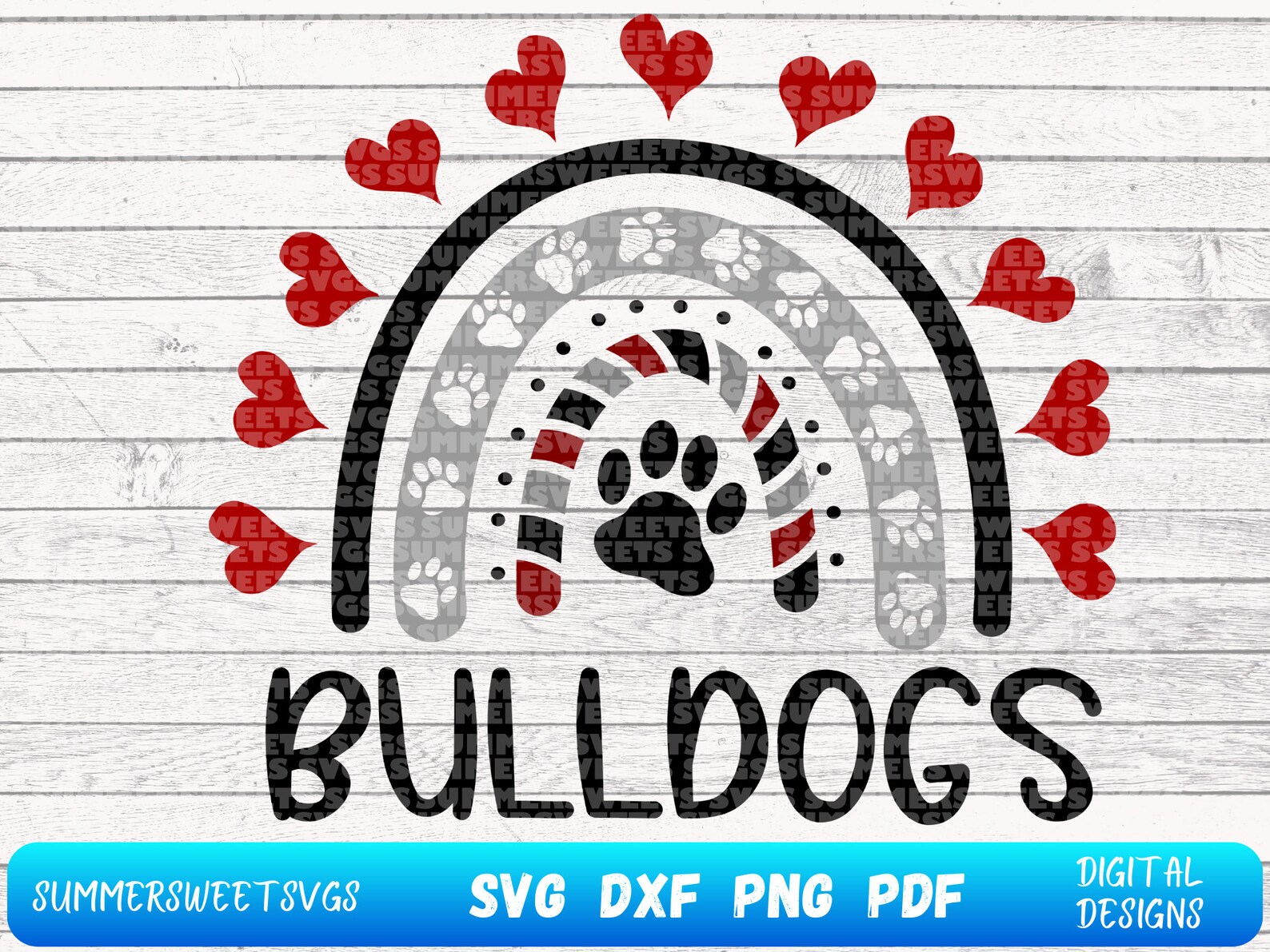 Bulldogs Boho Rainbow SVG Cheer Svg Heart Paw Prints Love Svg - Etsy