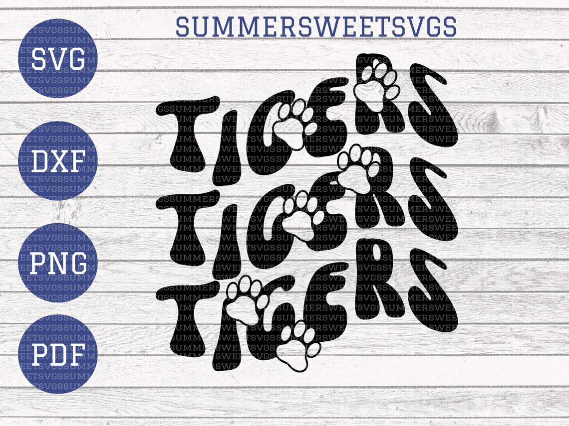 Tigers SVG Wavy Words Svg Retro Shirt Design Team Pride - Etsy