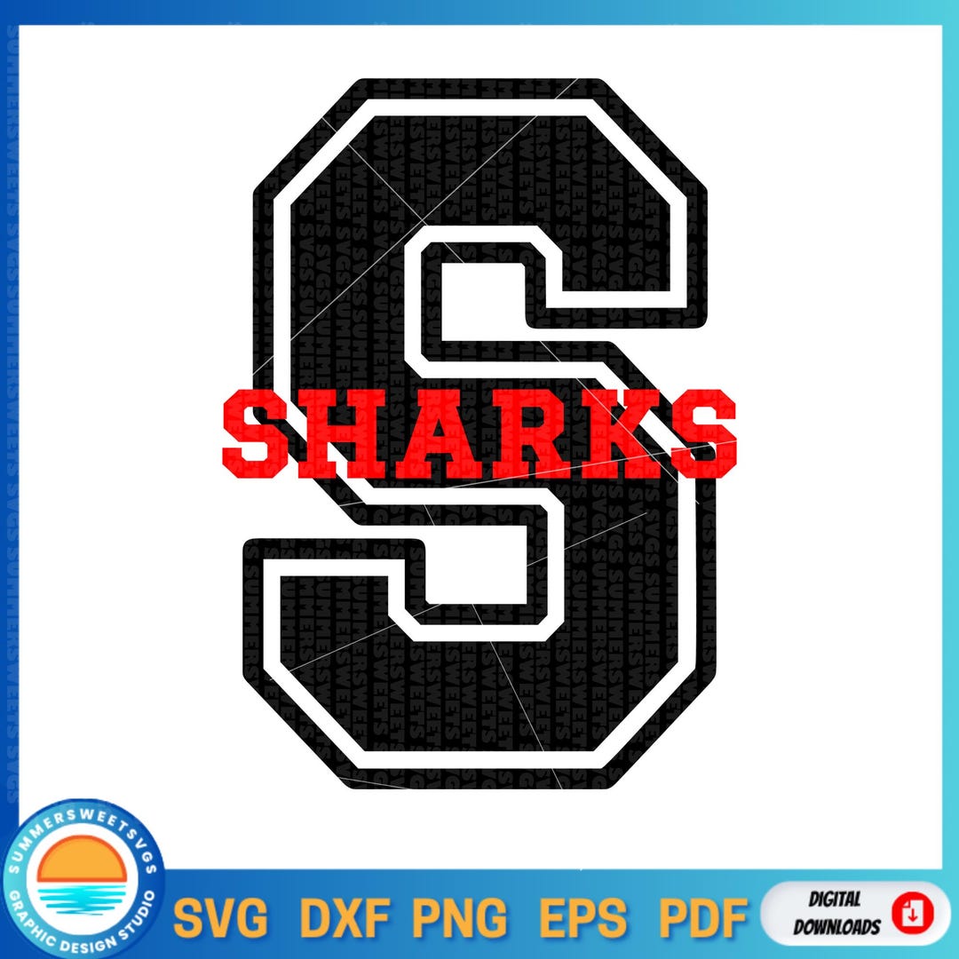 Sharks Svg, Sharks Letter S Svg, Varsity Sharks Png, Team Spirit Design ...