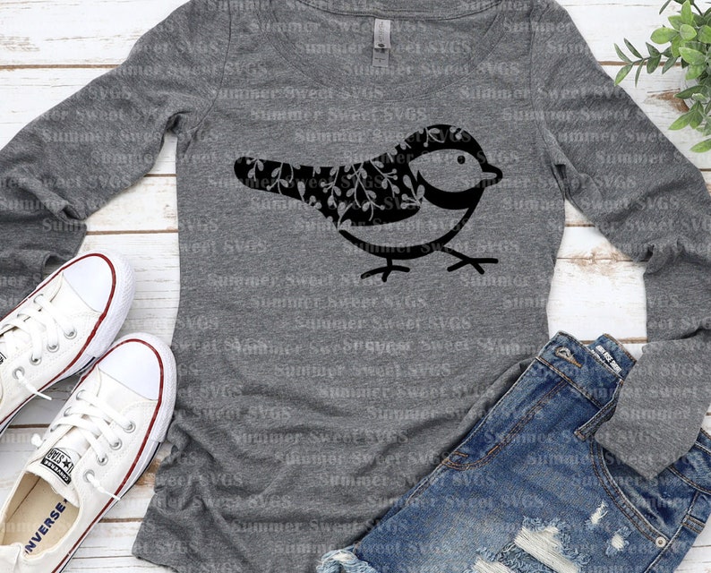 Bird SVG Small Bird With Flowers Songbird Svg Bird | Etsy