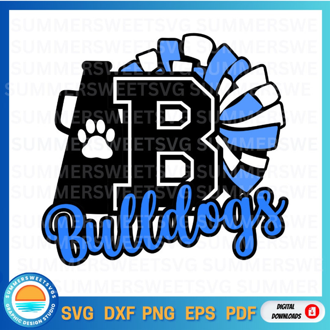 Bulldogs Cheer SVG / Megaphone Pom Pom Paw Print / School Spirit Mascot ...