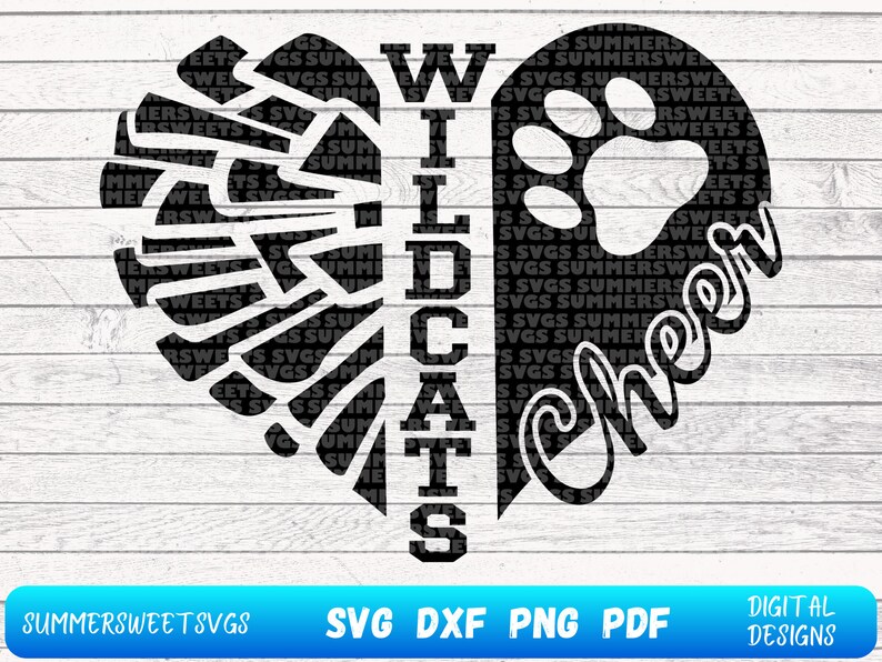 Cheerleader SVG Wildcat Cheer Heart Svg Cheer Tshirt Design - Etsy