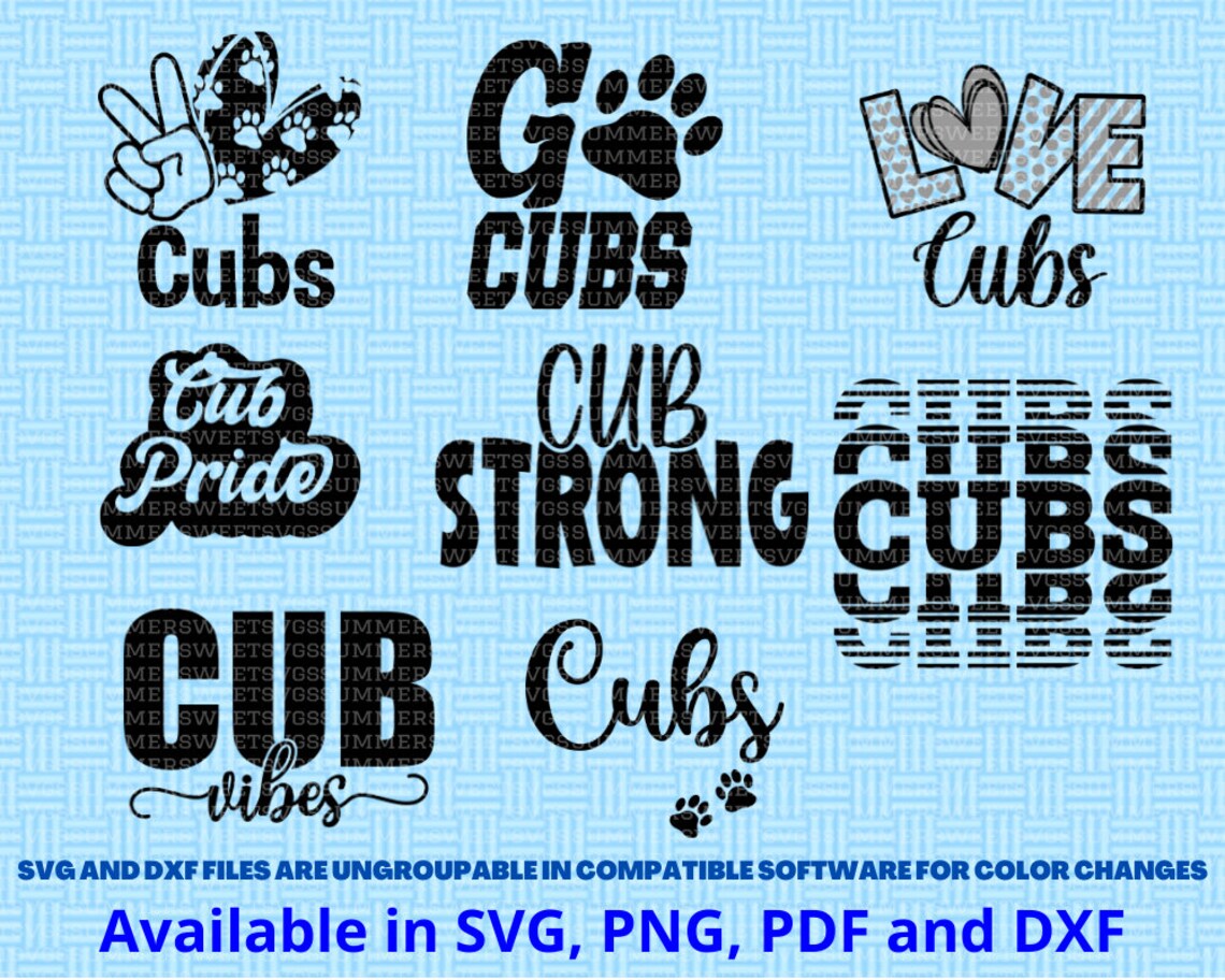 Cubs Svg Bundle Cubs SVG Paw Print SVG Cheerleader Cheer - Etsy