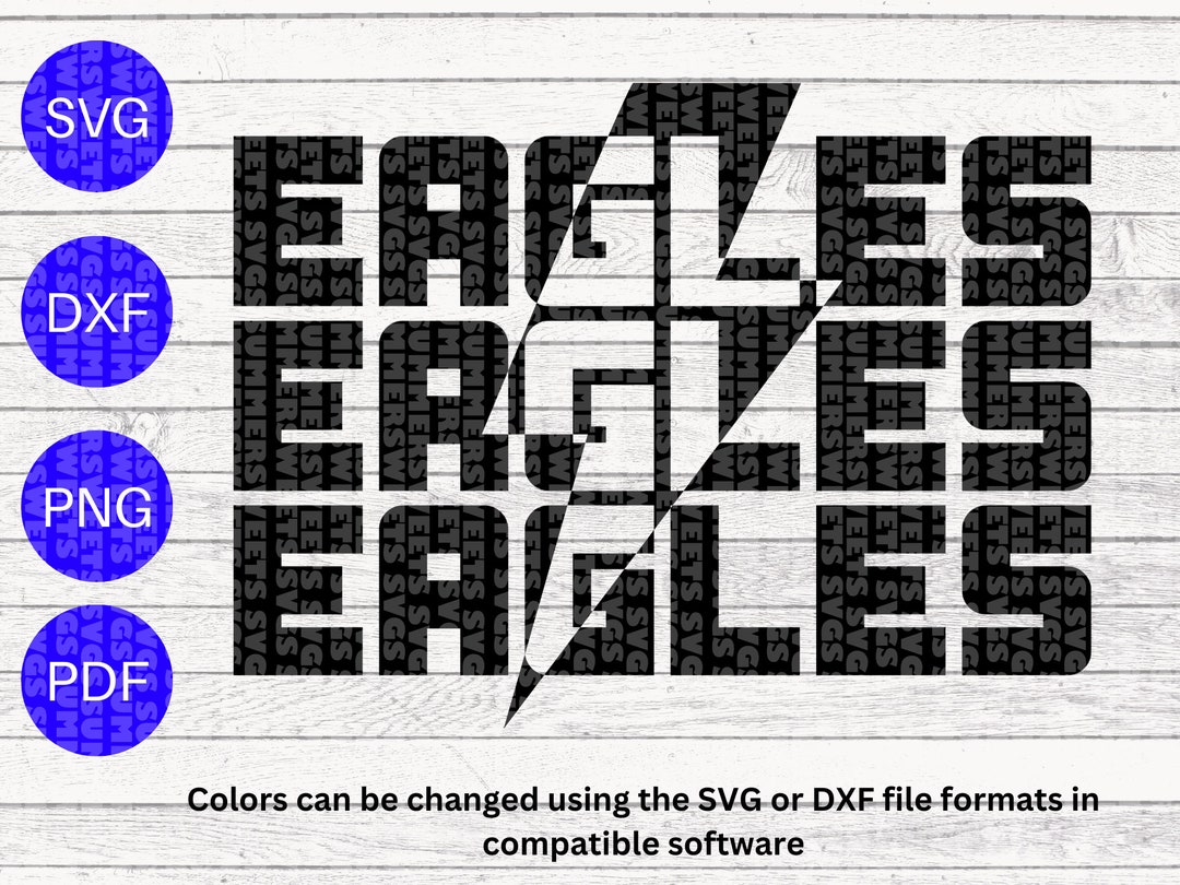 Eagles SVG, Team Spirit SVG, Lightning Bolt Svg, Stacked Word Art Svg ...