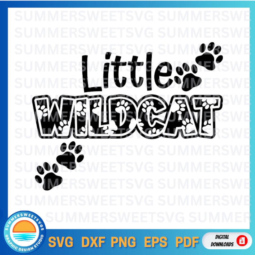 Wildcat SVG, Paw Print SVG, Little Wildcat, Elementary School Monogram ...