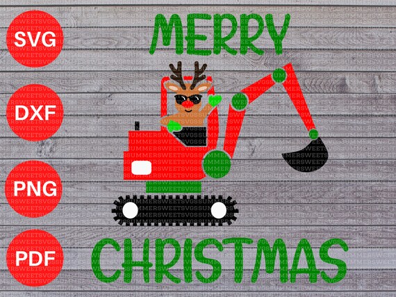 Merry Christmas SVG Bulldozer SVG Boys Christmas Digger Svg | Etsy