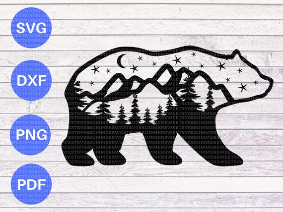 Bear in Moutains SVG Mountain Range Bear Bear Cutter File | Etsy