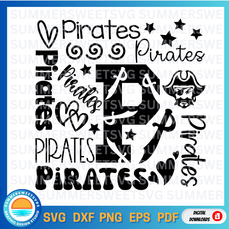 Pirates Typography Svg, Pirates Svg, Pirates Cheer Svg, School Spirit ...