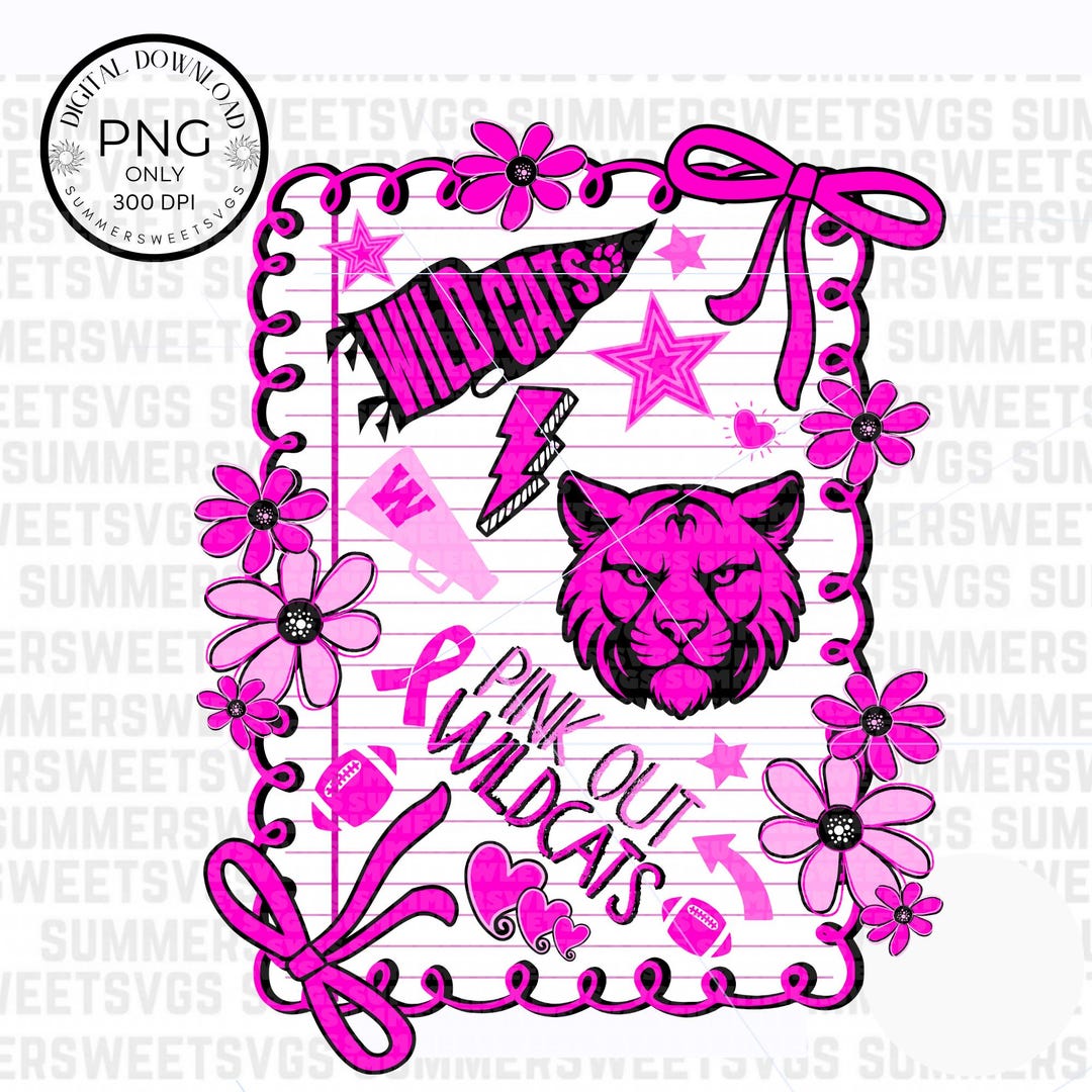Wildcat Png, Pink Out Png, Preppy Pink Football Png,game Day, Ready to ...