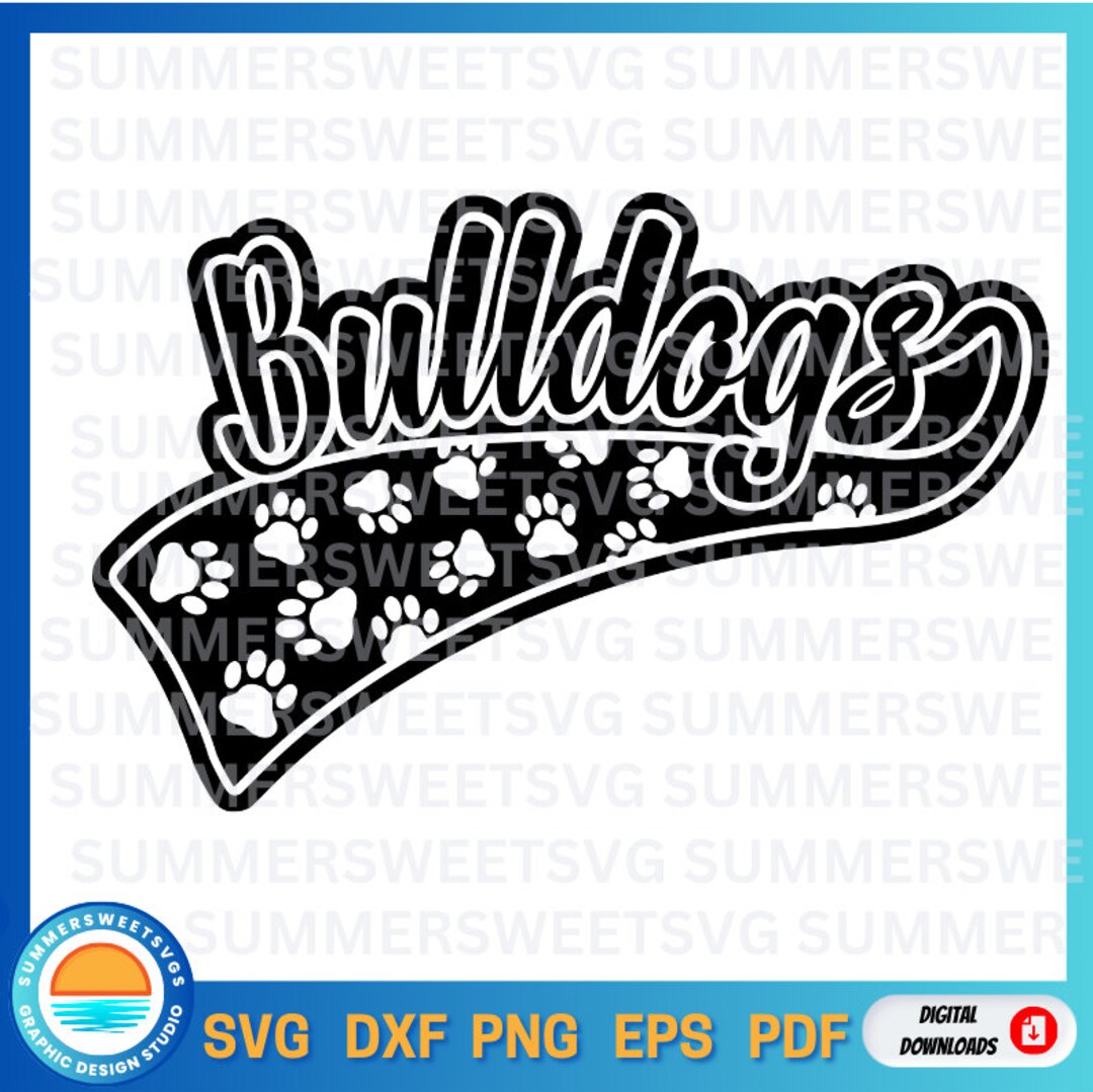 Bulldogs SVG, Paw Print SVG, Bulldog Png, School Spirit, Elementary ...