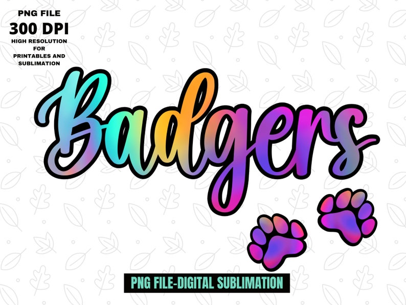 Badgers PNG Paw Print Png Badgers Sublimation Design - Etsy