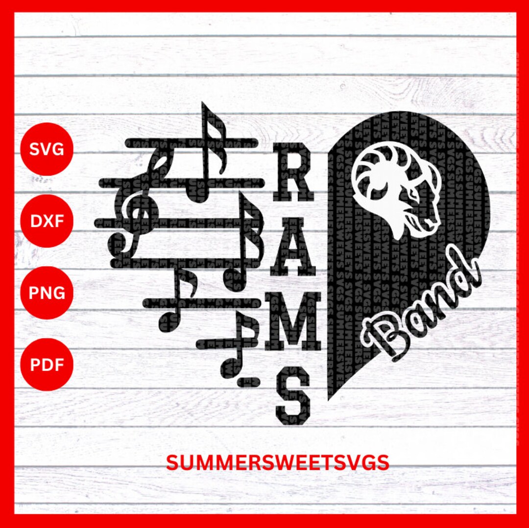 Ram Svg, Music SVG, Band Svg, Music Heart Design, Team Spirit, Treble ...