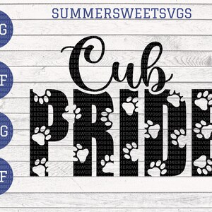 Cub Pride SVG, Paw Print Svg, Team Spirit Svg, Pride Shirt Svg, Cheer ...